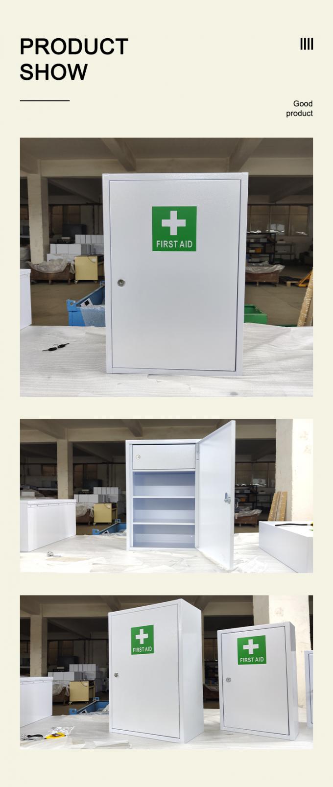 Empty Metal First Aid Cabinet , Medical Storage Cabinet With Drawer