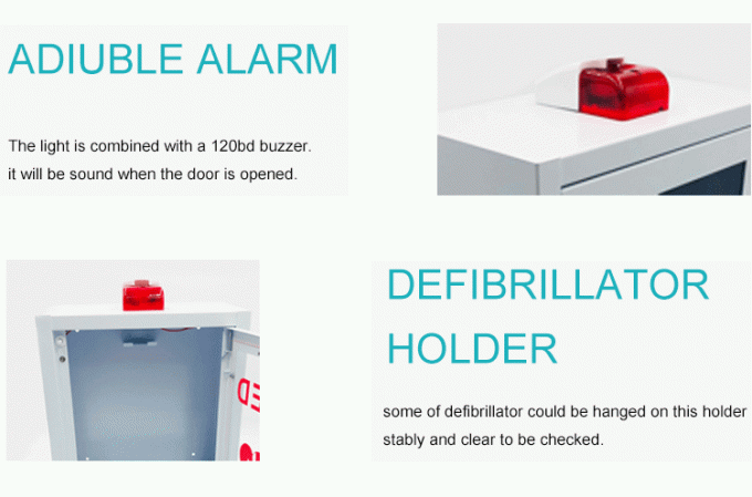 Customizable AED Defibrillator Cabinets , Alarmed AED Wall Box ...