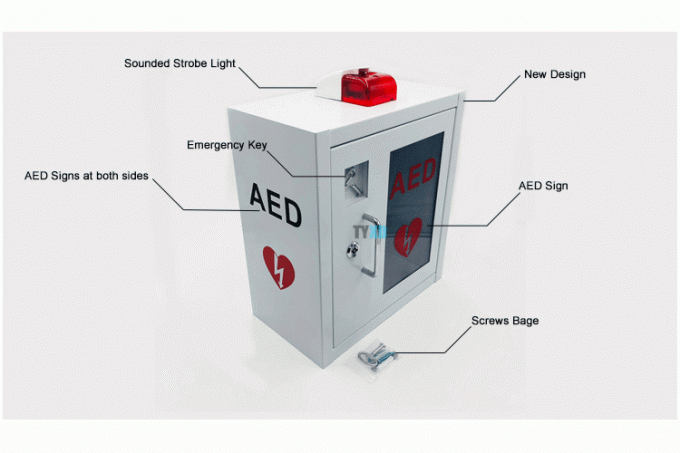 Customizable AED Defibrillator Cabinets , Alarmed AED Wall Box ...