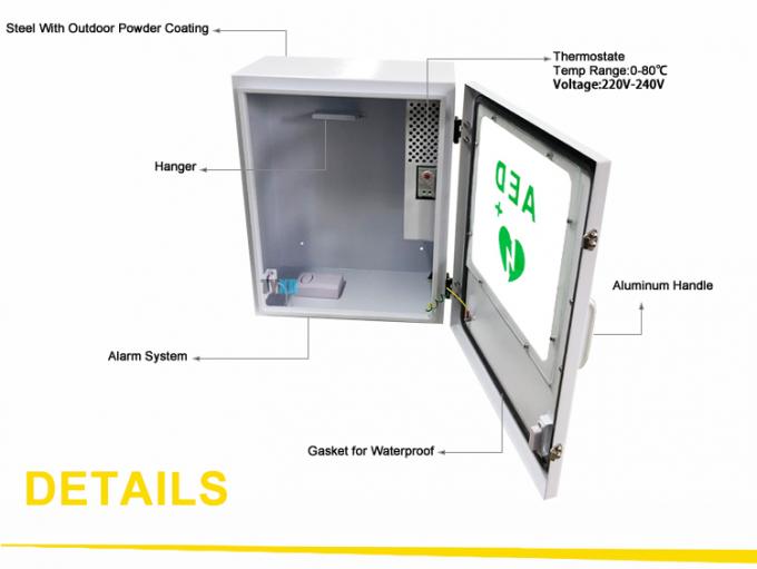 IP45 Outdoor Heated AED Cabinet Waterproof With 9V 120db Alarm System