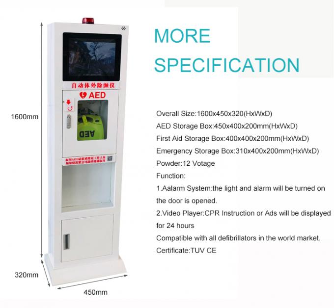 Floor Standing AED Defibrillator Cabinets With Advertisement Video Player