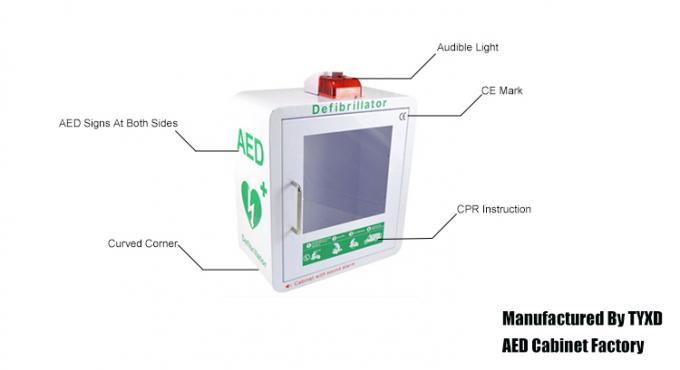 Round Corner AED Defibrillator Wall Mounted Box With Audible Alarm