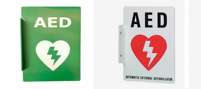 White Green AED Emergency Defibrillator Sign Custom Defibrillator Heart ...