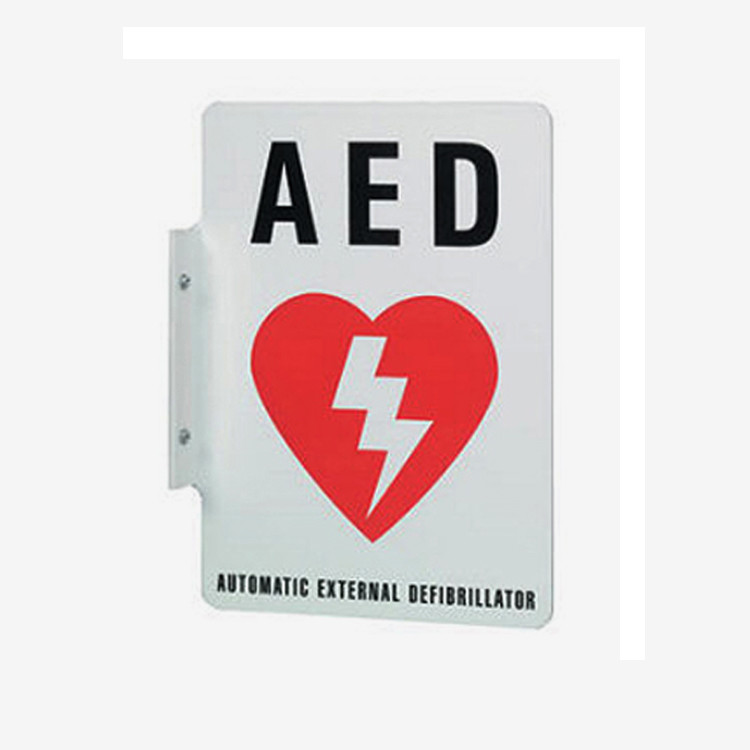 Marked 2 Way Flat AED Wall Sign , 90 Degree Sign Of AED 254x177mm