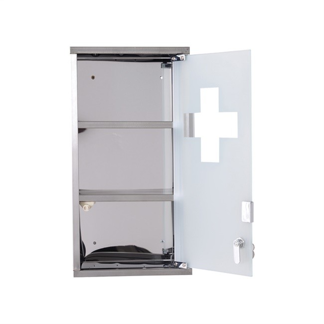 Lockable Stainless Steel Wall Mounted First Aid Medicine Cabinet with 2 ...