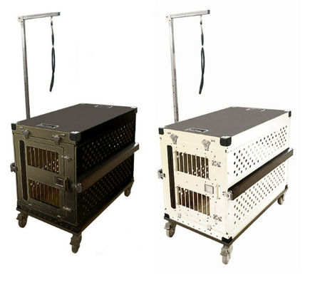 40in \ Aluminum Dog Box Collapsible Heavy Duty Dog Crate With Grooming Arm